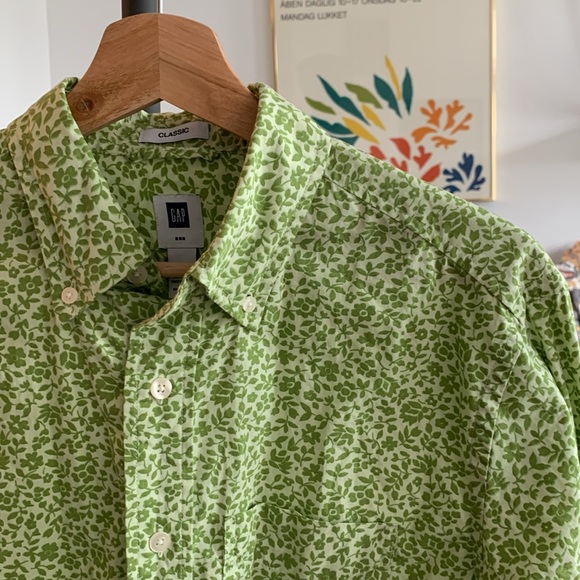 GAP | Tops | Vintage Gap Classic Green Floral Button Down | Poshmark